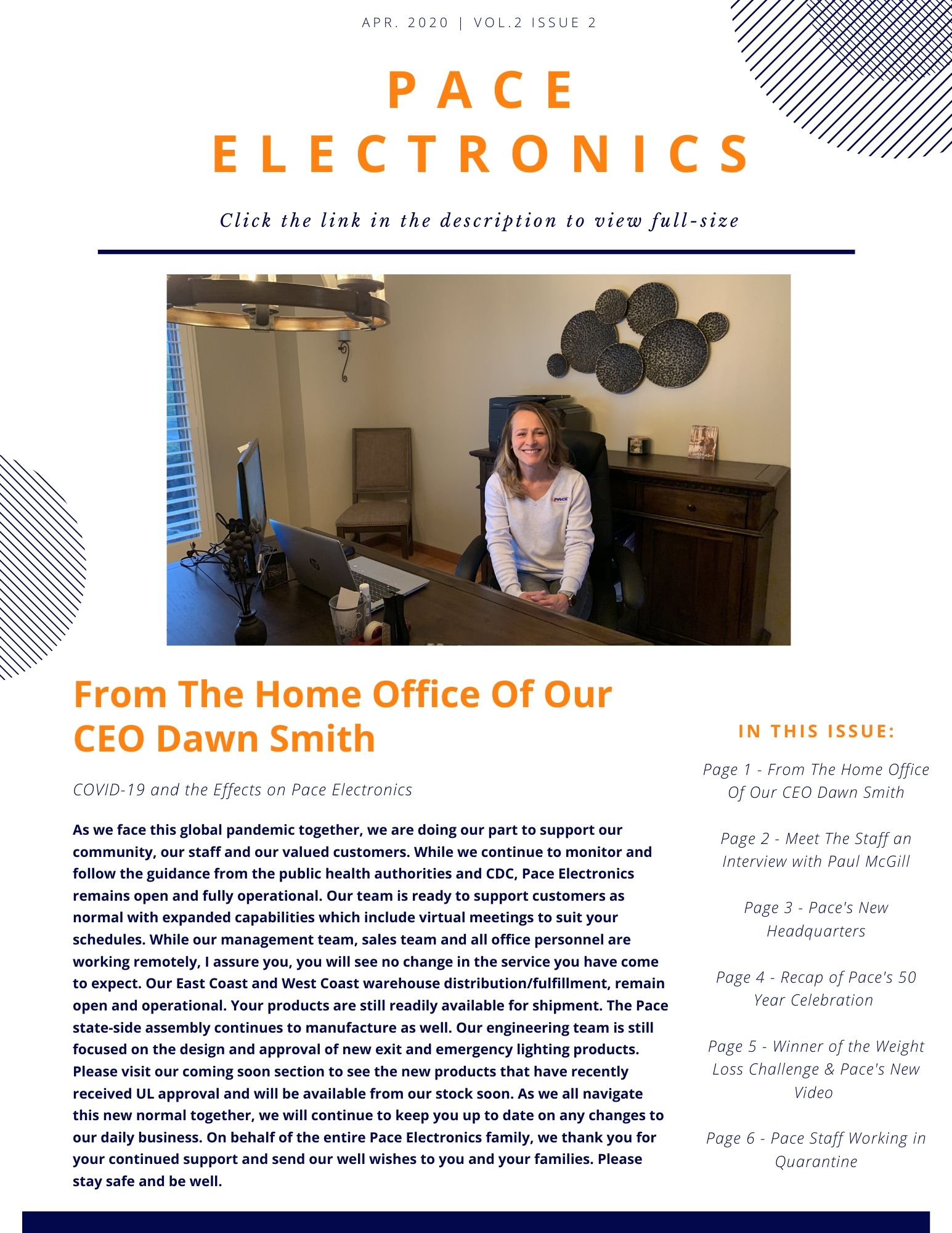 April Newsletter - Pace Electronics