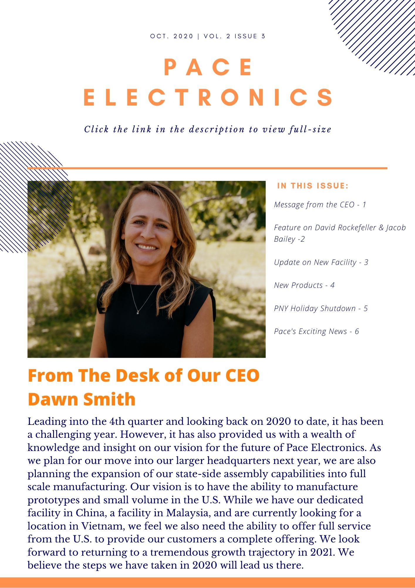 October Newsletter - Pace Electronics